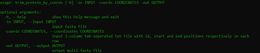 trim protein by coords: a linux binary app to trim a multi-fasta file with protein sequences ...
